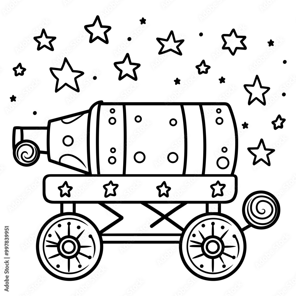 kawaii cannon coloring page for kids Stock Vector | Adobe Stock