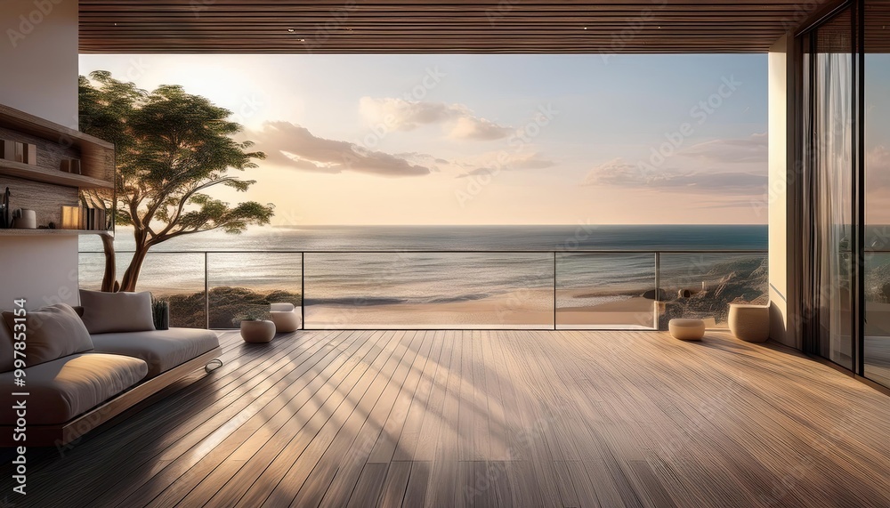 Sea views from the expansive windows of the terrace. Beachfront ...