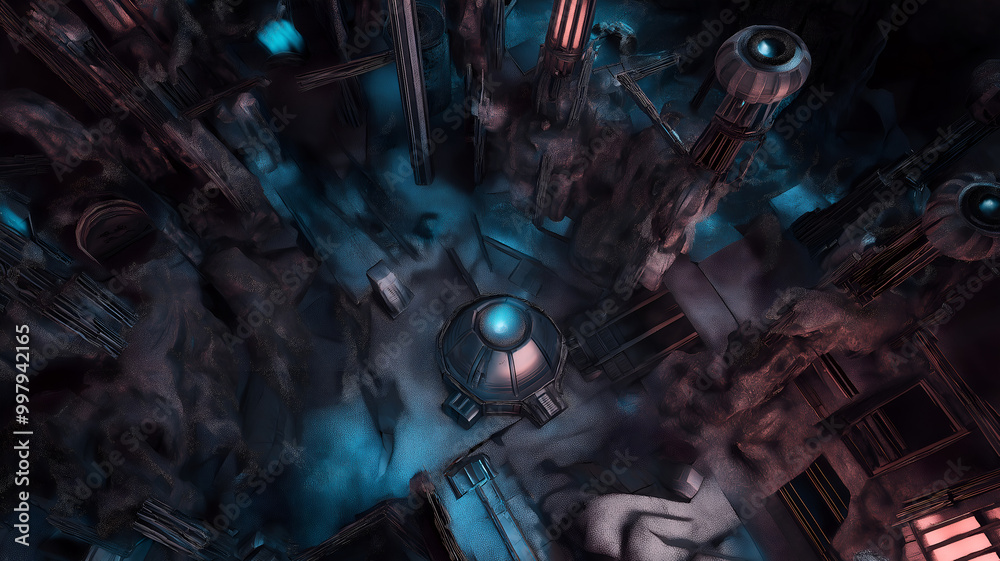 Alien City Battle Map for Sci-Fi DnD, Top-Down Tabletop Role-Playing ...