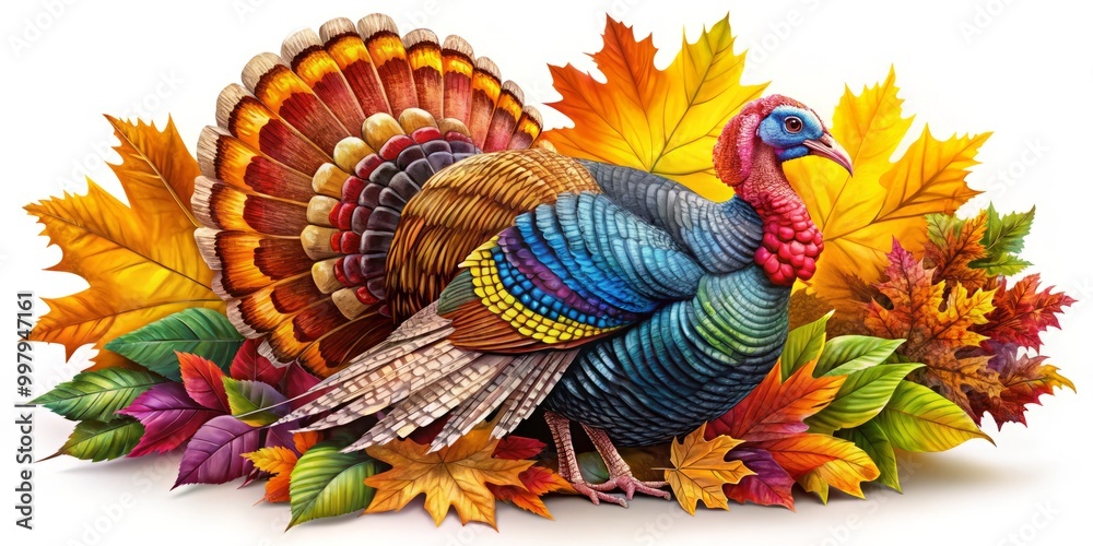 Vibrant turkey clipart perfect for Thanksgiving celebrations, autumn ...