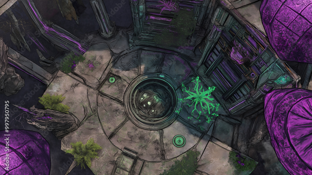 Alien Temple Battle Map for Sci-Fi DnD, Top-Down Tabletop Role-Playing ...