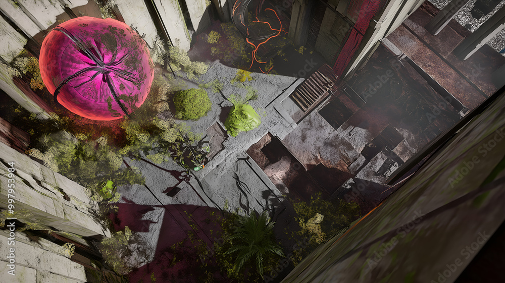 Foto de Stock Alien Temple Battle Map for Sci-Fi DnD, Top-Down Tabletop ...