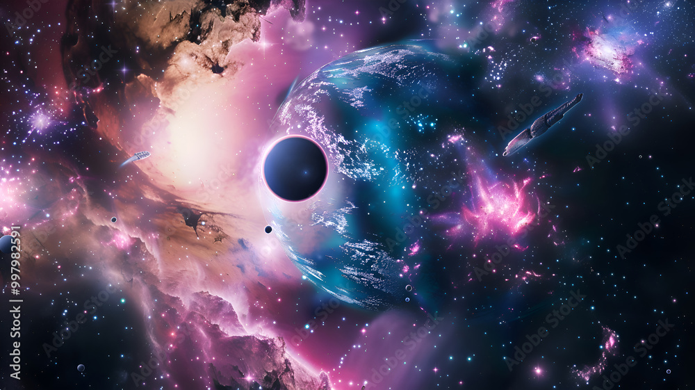 Stock-Illustration „Space Battle Map for Sci-Fi DnD, Top-Down Tabletop ...