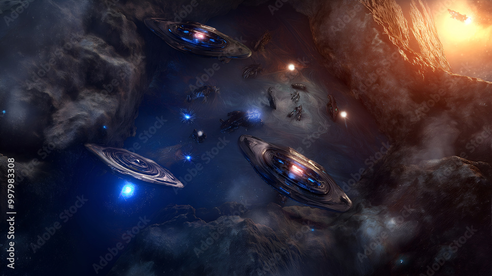 Space Battle Map for Sci-Fi DnD, Top-Down Tabletop Role-Playing Game ...