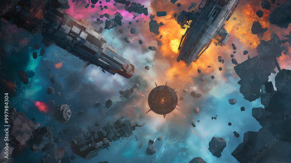 Space Battle Map for Sci-Fi DnD, Top-Down Tabletop Role-Playing Game ...