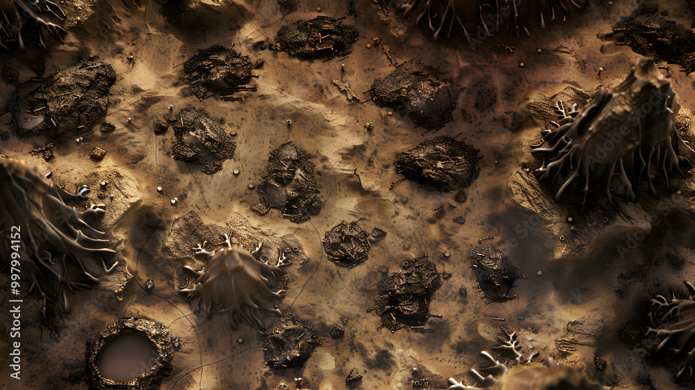 Ilustración de Stock Mountainous Terrain Battle Map for Sci-Fi DnD, Top ...