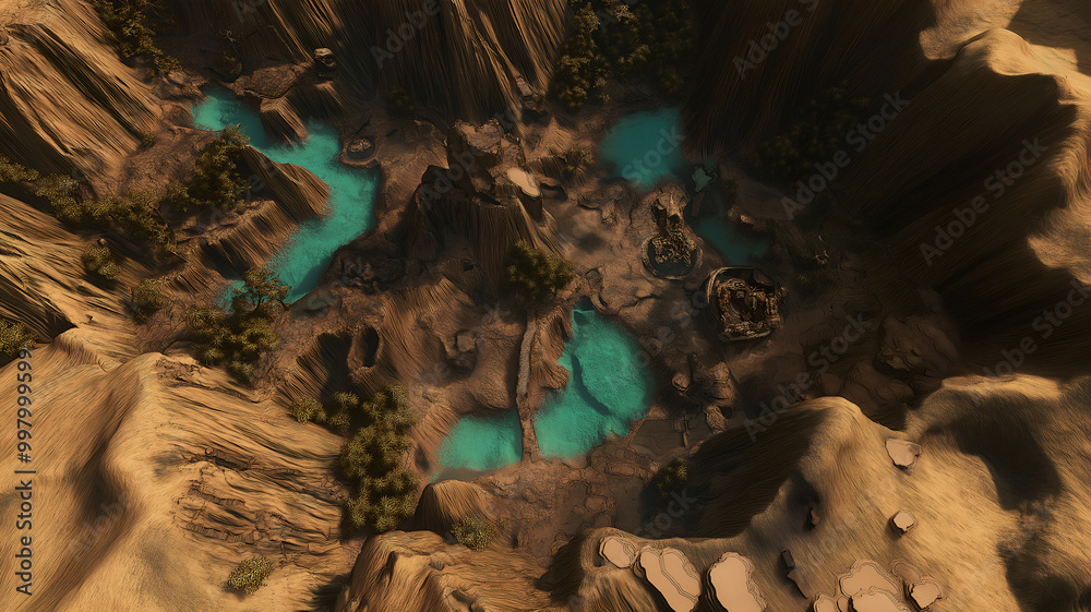 Illustration Stock Mountainous Terrain Battle Map for Sci-Fi DnD, Top ...