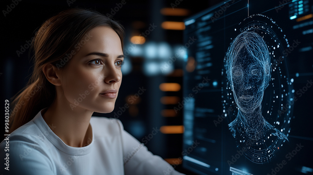 Foto de Stock A futuristic learning experience in a high-tech office ...