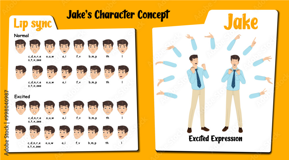 Vector de Stock Excited male employee cartoon character AKA Jake, men ...