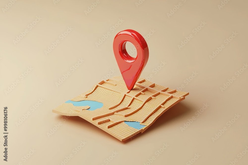 Location pin mark map navigation on search icon 3d background with ...