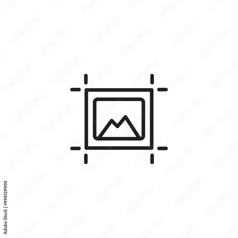 Image with a frame and resize handles on icon. Minimalist line art of ...