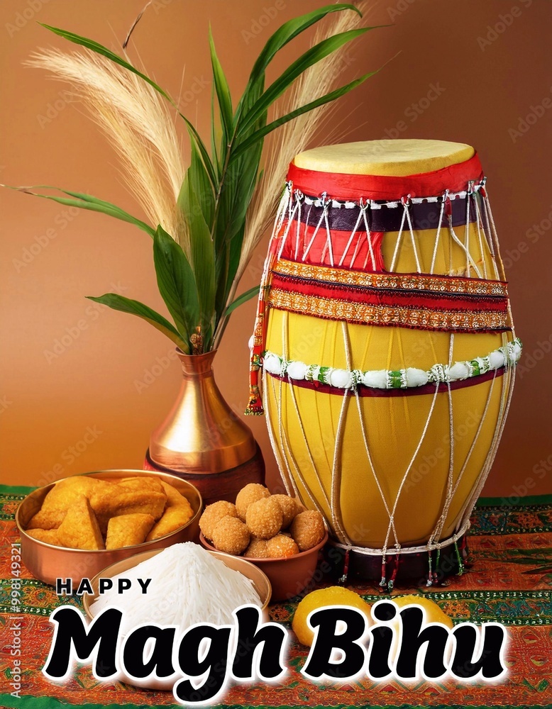 Happy Magh Bihu Festival Poster Design Stock Illustration | Adobe Stock