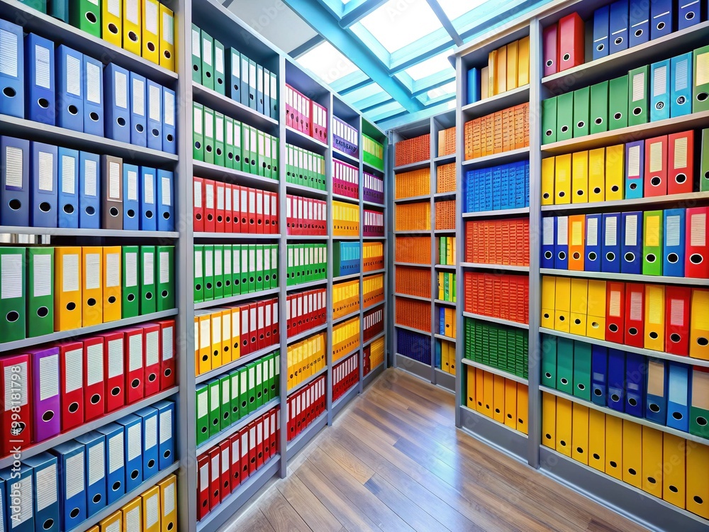 Modern Archiving System with Colorful Folders, Labels, and Digital ...