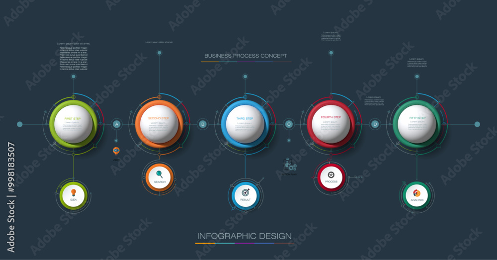 Vector infographics timeline design template with 3D paper label ...