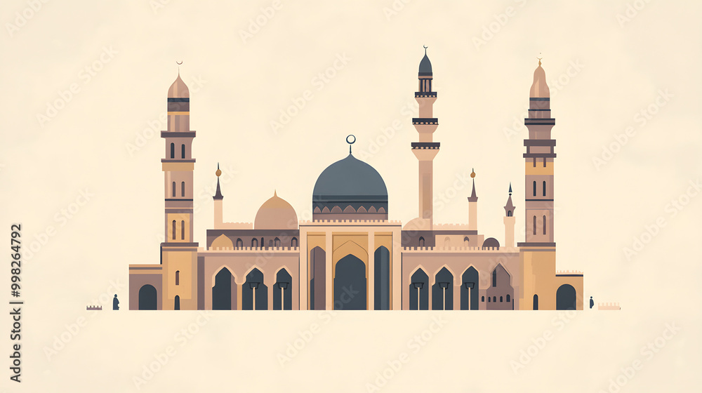 Minimalist Artistic Interpretation of Masjid al-Haram, light beige ...