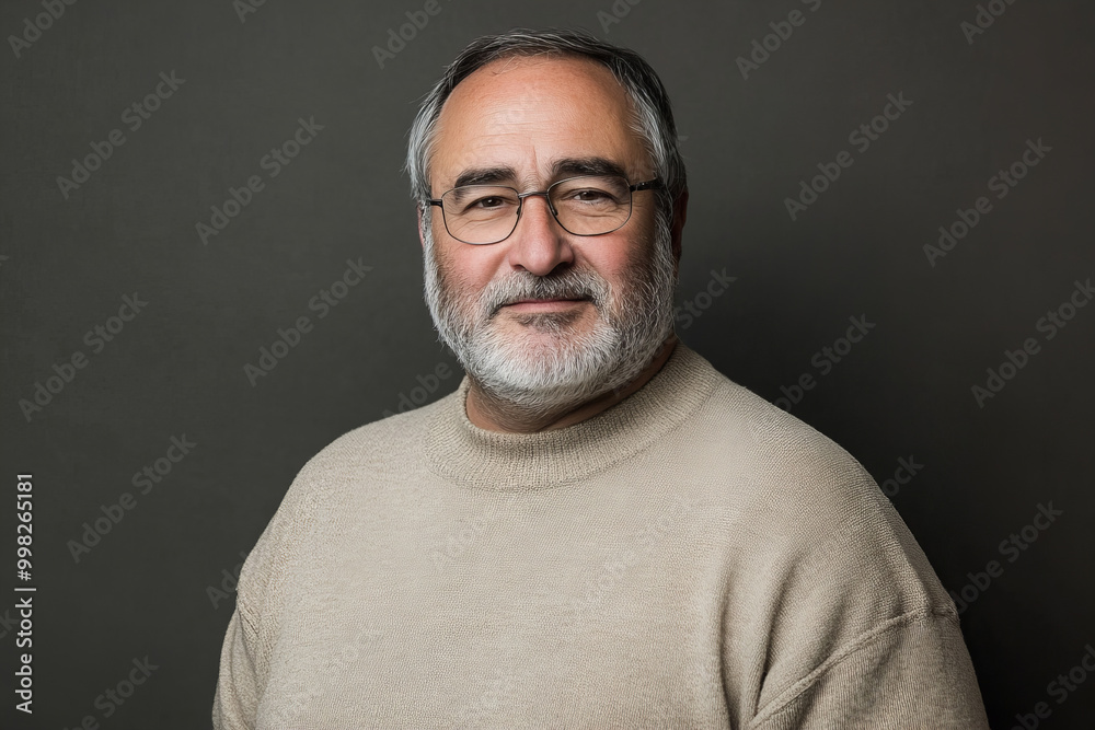 Portrait of middle-aged European man with glasses, mature male model ...