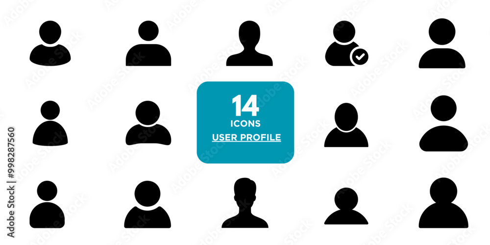 User profile icon set: includes profile, people silhouette, avatar, and ...