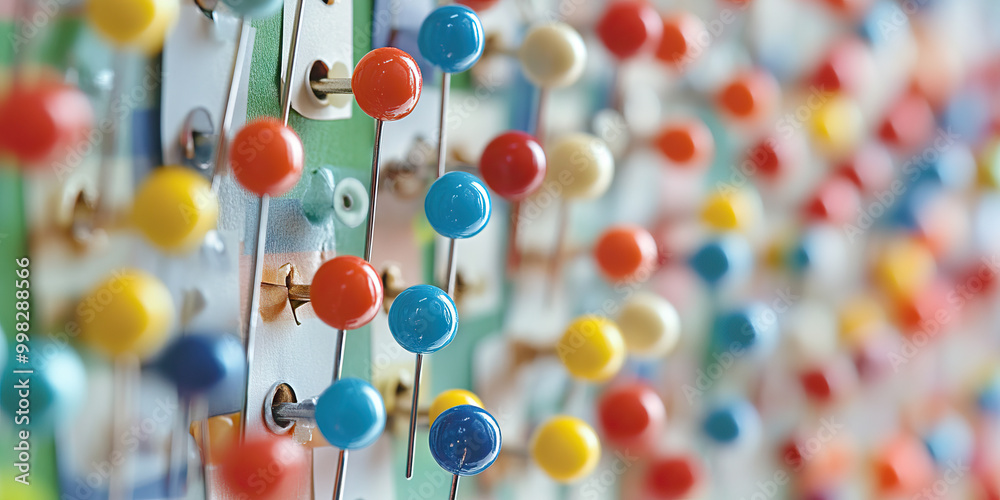 Pushpin Palace: A display of pushpins, holding important notes and ...