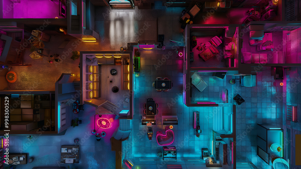 Futuristic Cyberpunk City Battle Map for DnD, Detailed Top-Down RPG Map ...
