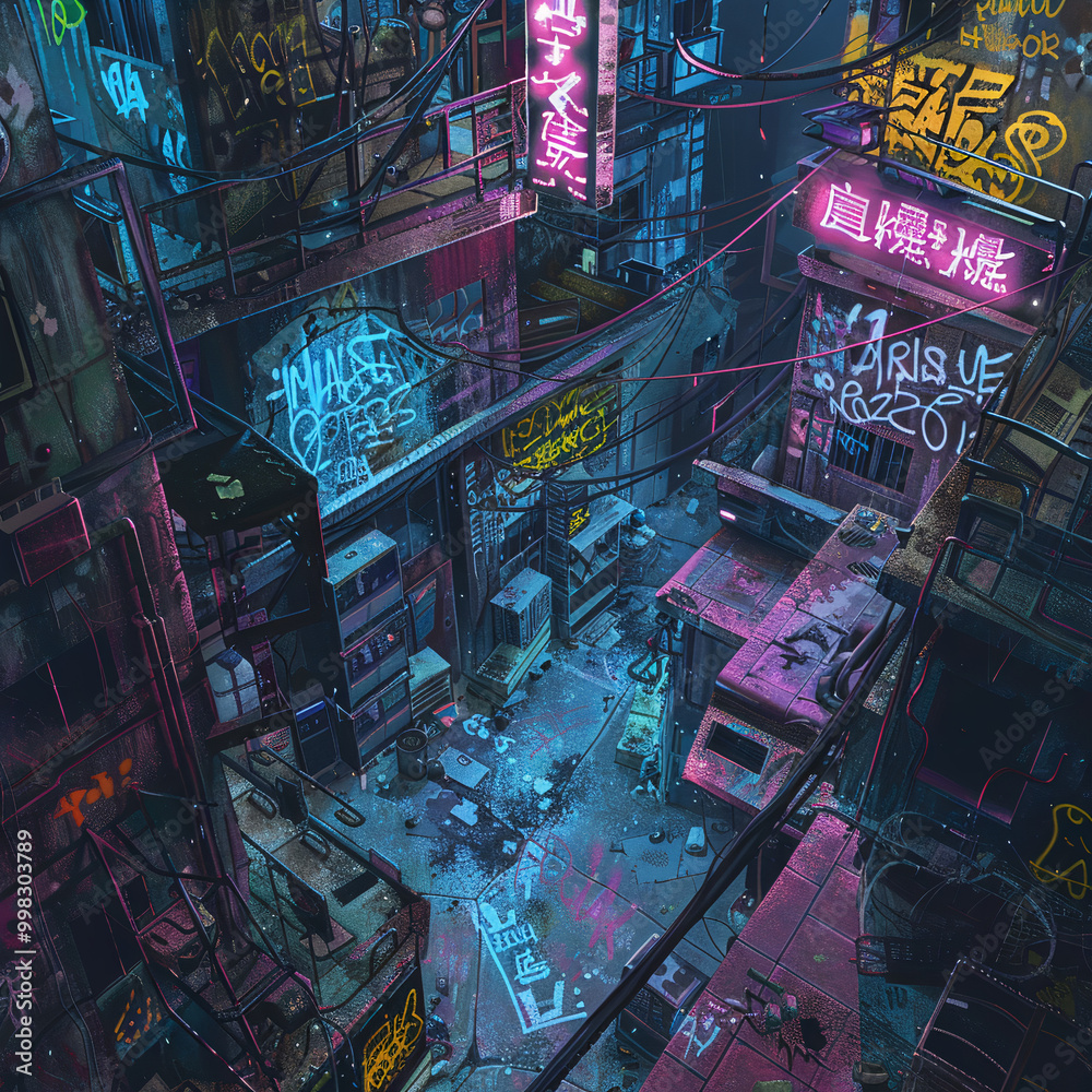 Futuristic Cyberpunk City Battle Map for DnD, Detailed Top-Down RPG Map ...