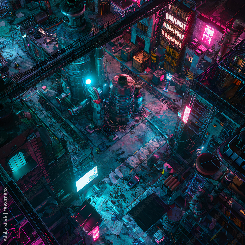 Cyberpunk Battle Map for DnD, Top-Down Tabletop Role-Playing Game Map ...