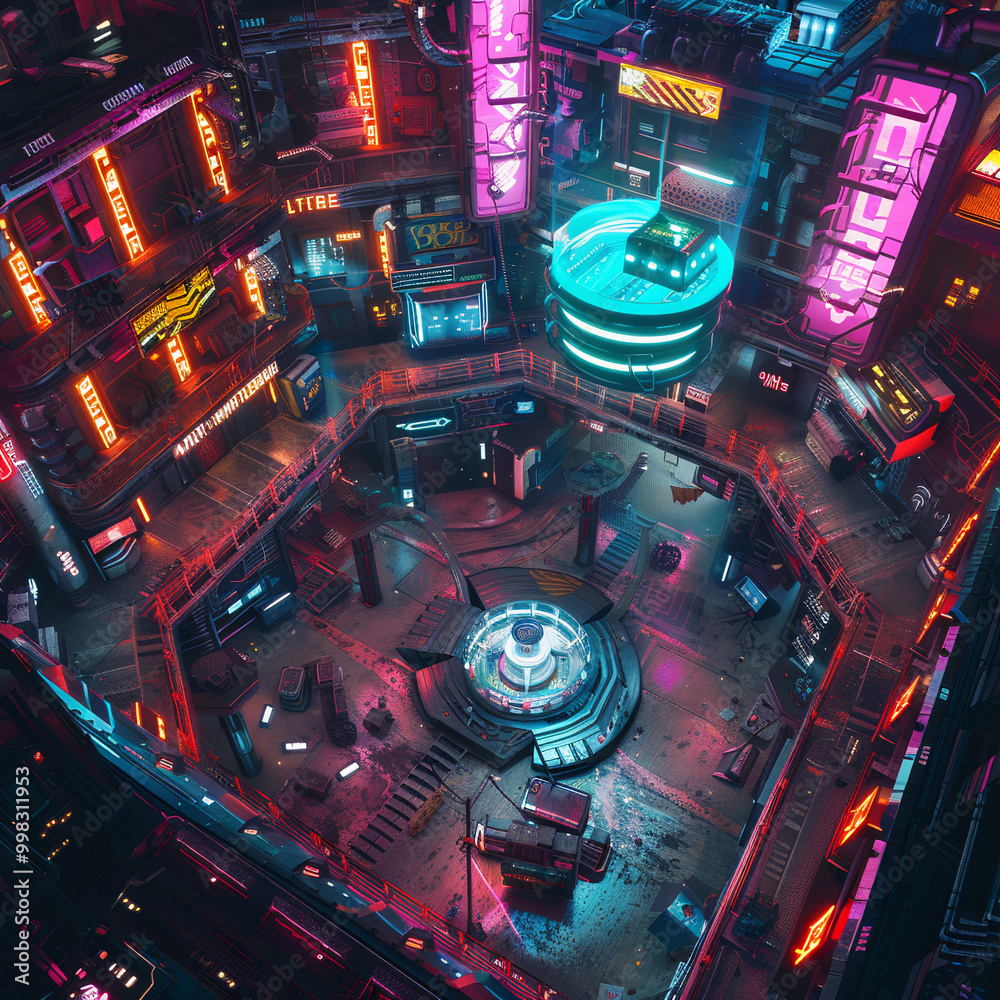 Cyberpunk Battle Map for DnD, Top-Down Tabletop Role-Playing Game Map ...