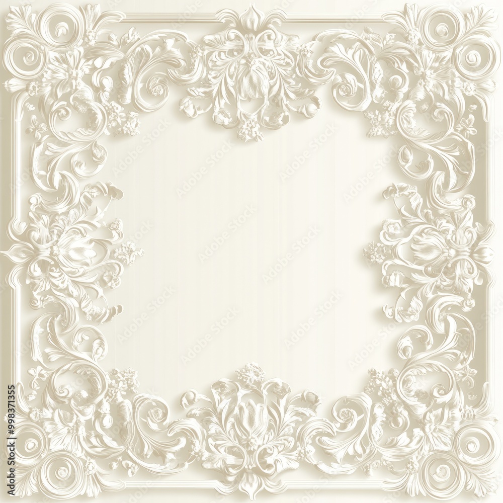 ivory square lace embroidered texture border, with central area left ...
