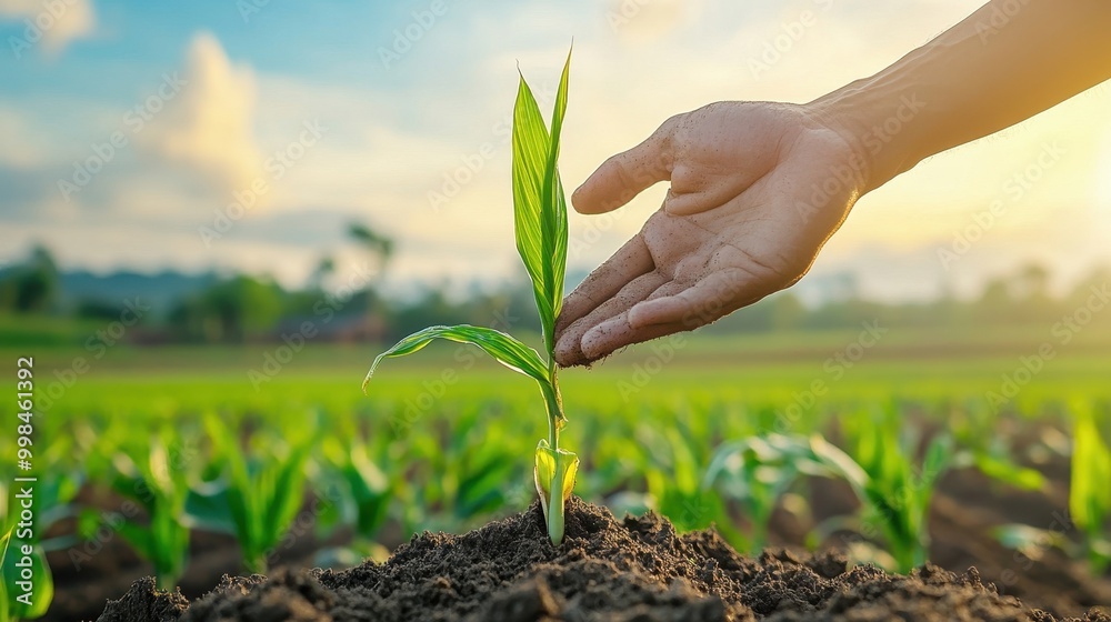 Sugar cane farmer using sustainable farming methods in tropical fields ...