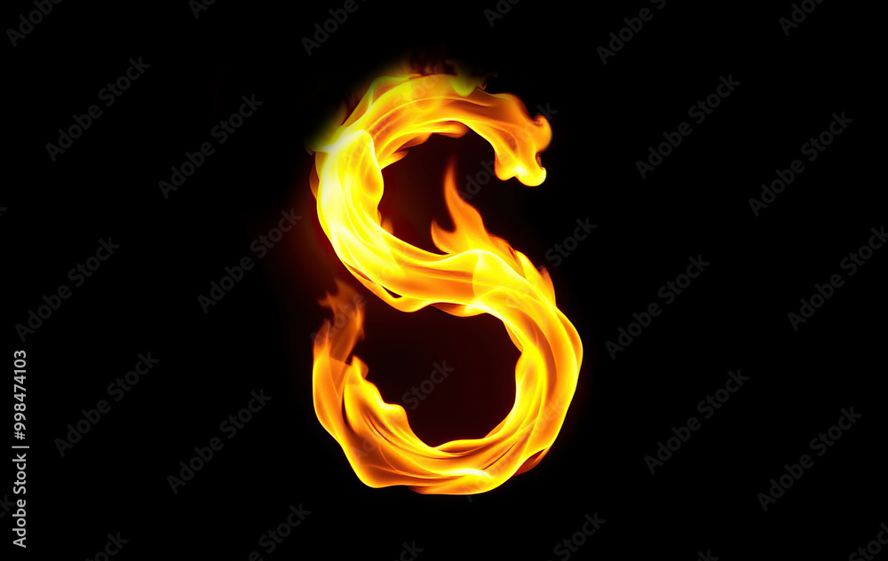 letter S in fire flames on black background hot alphabet fiery letters ...