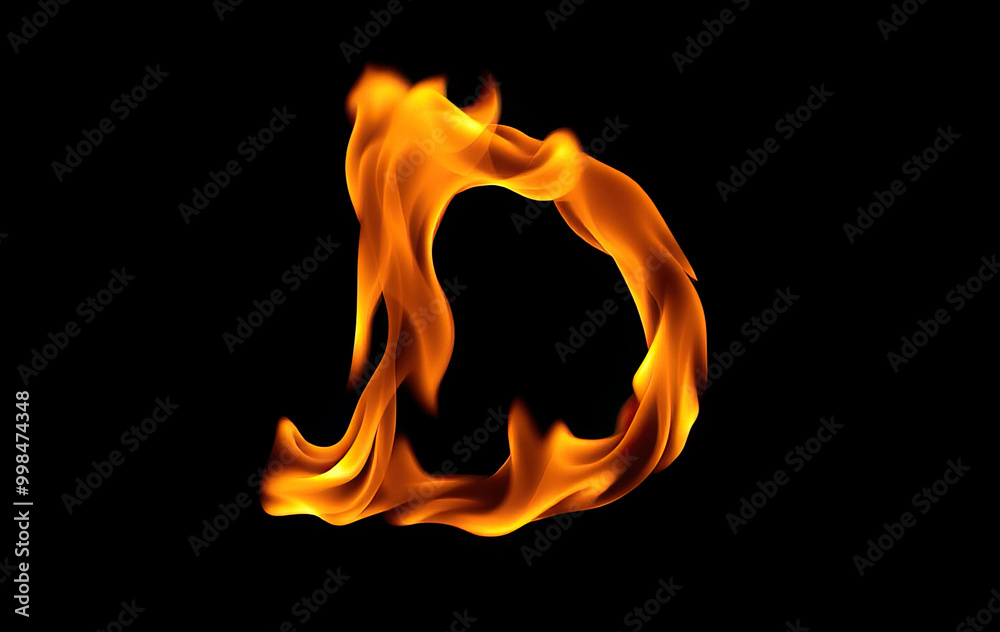 uppercase letter D in fire flames on black background hot alphabet ...