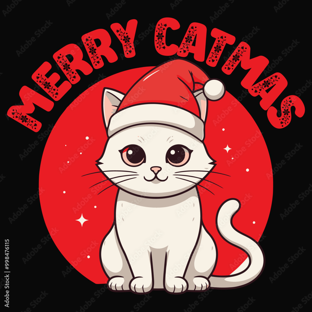 Merry Catmas Tshirt Design for Christmas Stock Vector | Adobe Stock