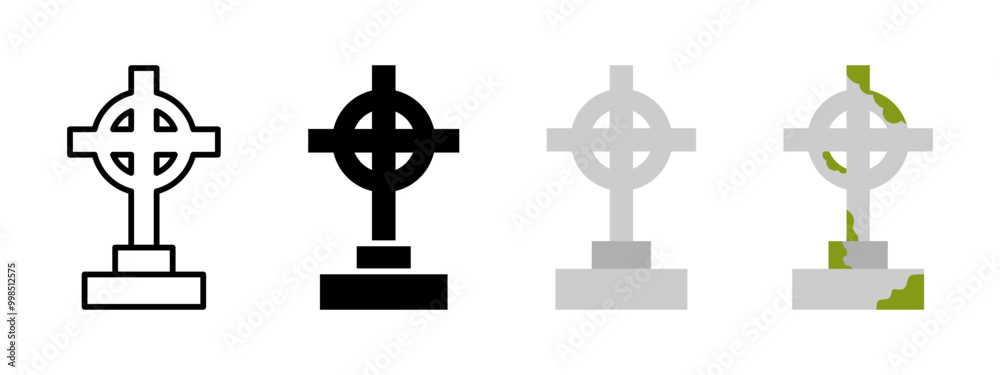 Cross tombstone icon. Gravestone vector illustration. Cemetery cross ...