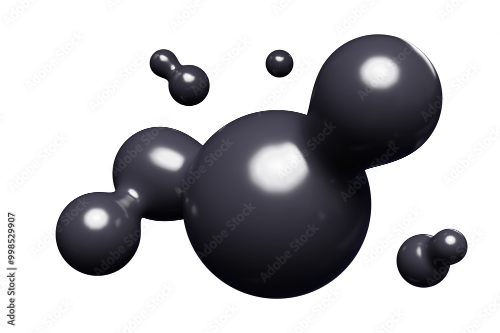 Black abstract liquid metaball shape. 3d render illustration of fluid ...