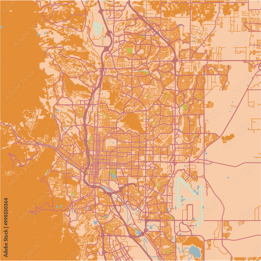 Map of Colorado Springs in Colorado in a sandy theme. Contains layered ...