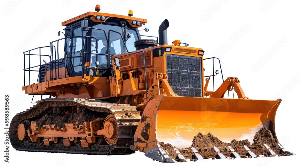 Heavy duty orange bulldozer with transparent background clipart isolate ...