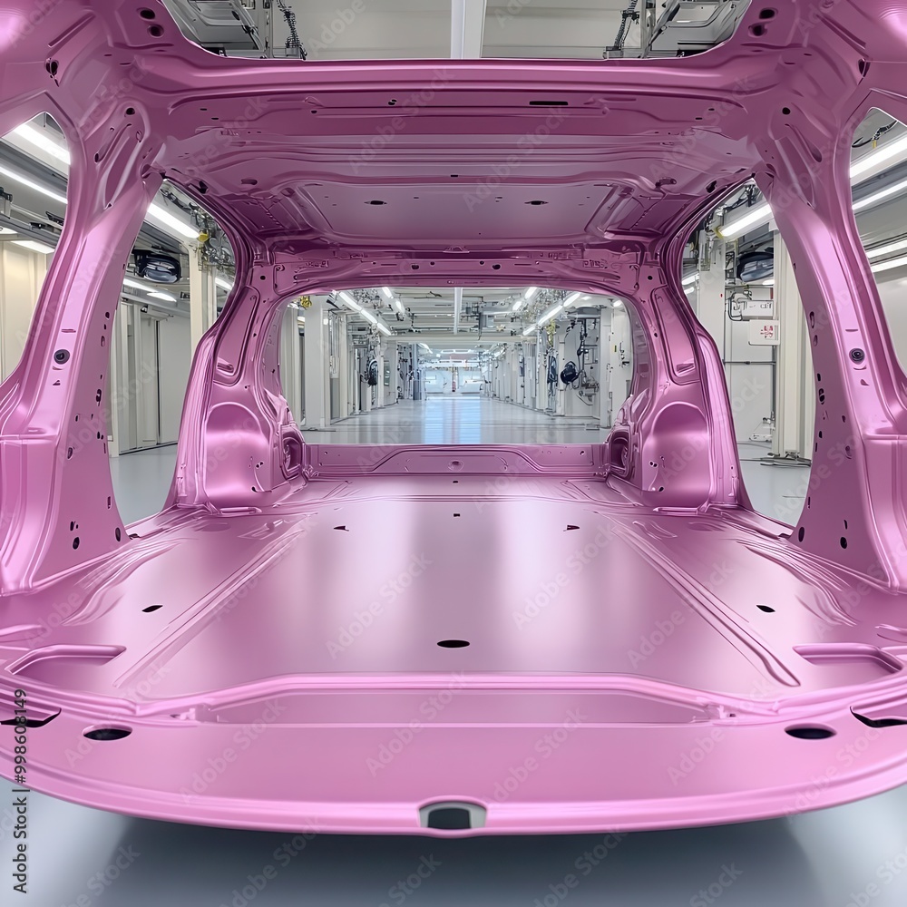 Graphene-based 3D printed car chassis being assembled front view ...