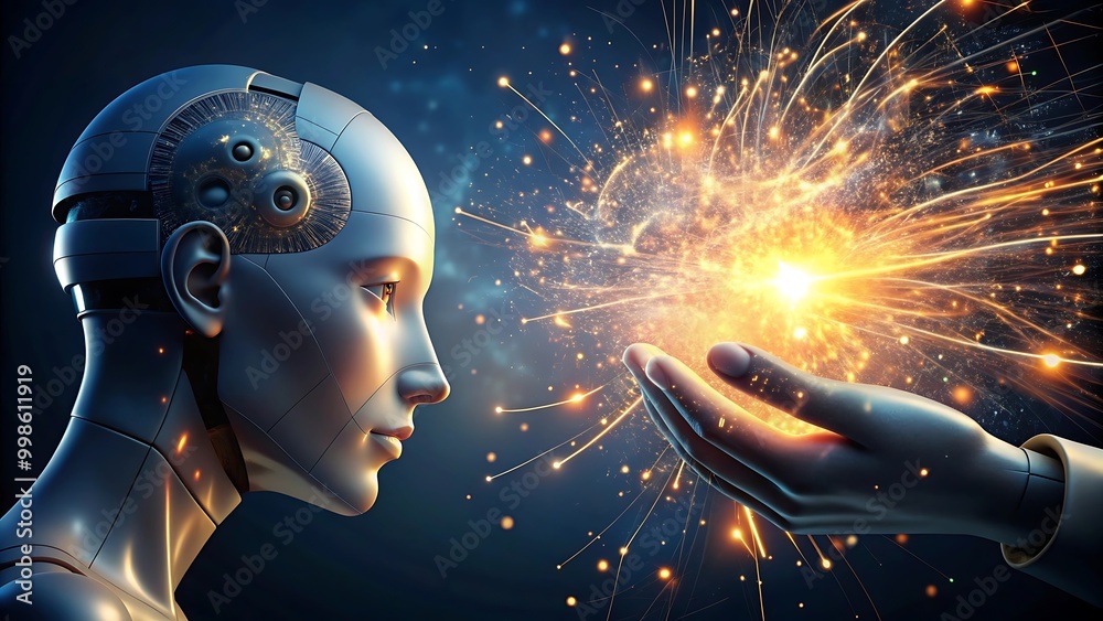 Robot de inteligencia artificial que toca la mano e interactúa con ...