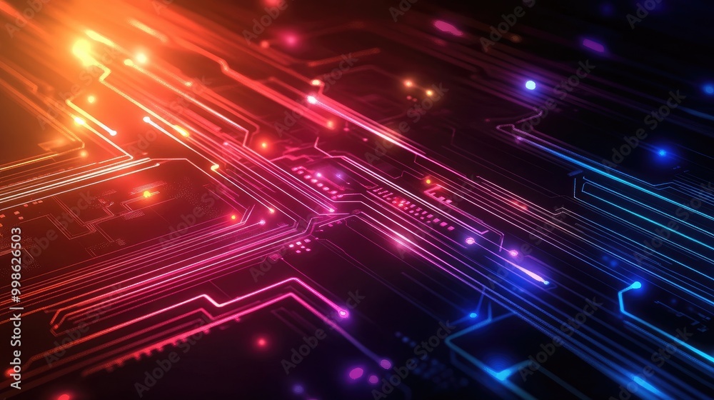 Abstract computer background with glowing tech lines, futuristic ...