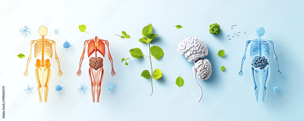 Infographic showing anatomy visuals, human body summary, 3D ...