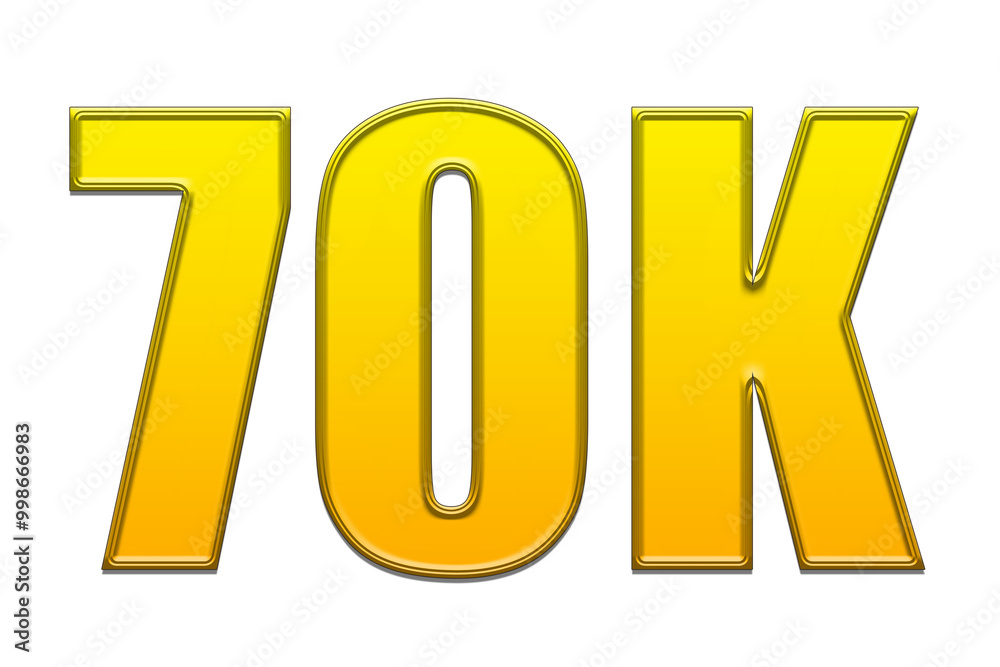 3d golden number 70k Stock Illustration | Adobe Stock
