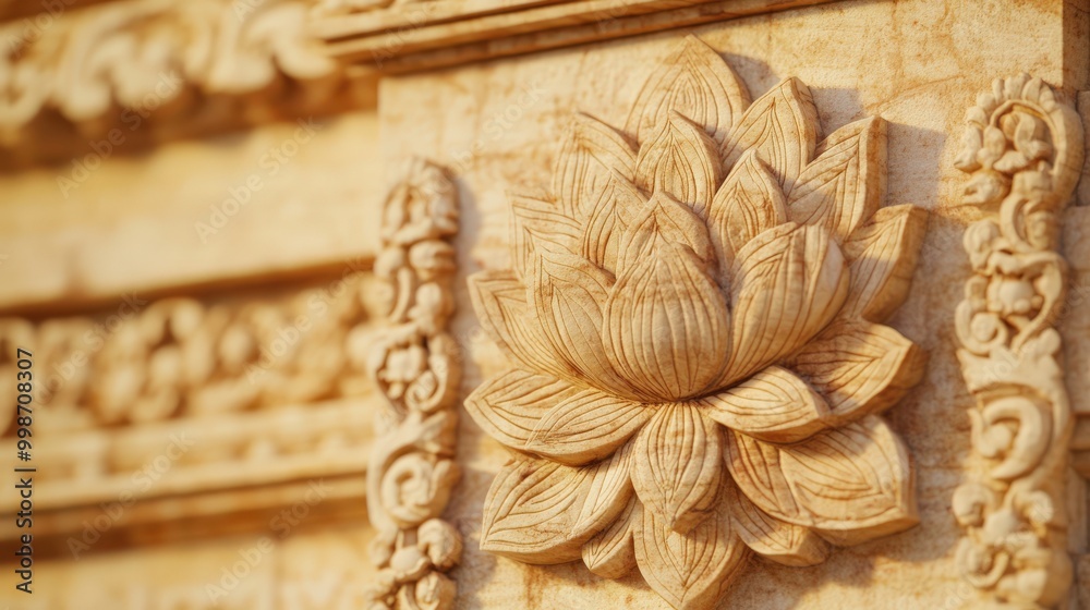 Lotus flower motif in traditional indian temple for decor and art ...