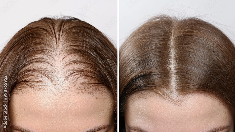 Transformation of Women's Hairline: Before and After Treatment Showing ...