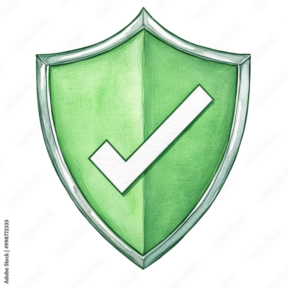 Green shield icon with a check mark isolated on transparent background ...