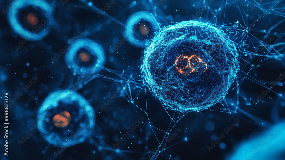 Bioluminescent digital cells - cell, biology, science, microscopic ...