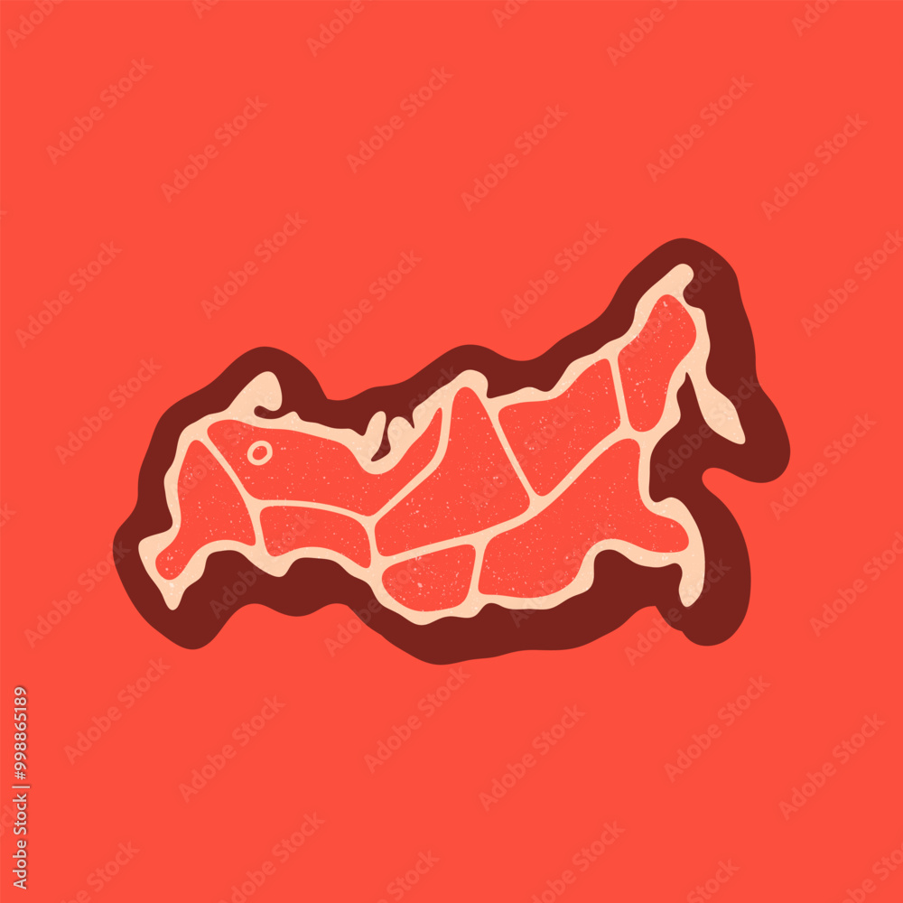 Russia map for steak meat logo. Vector retro black and red meat dishes ...