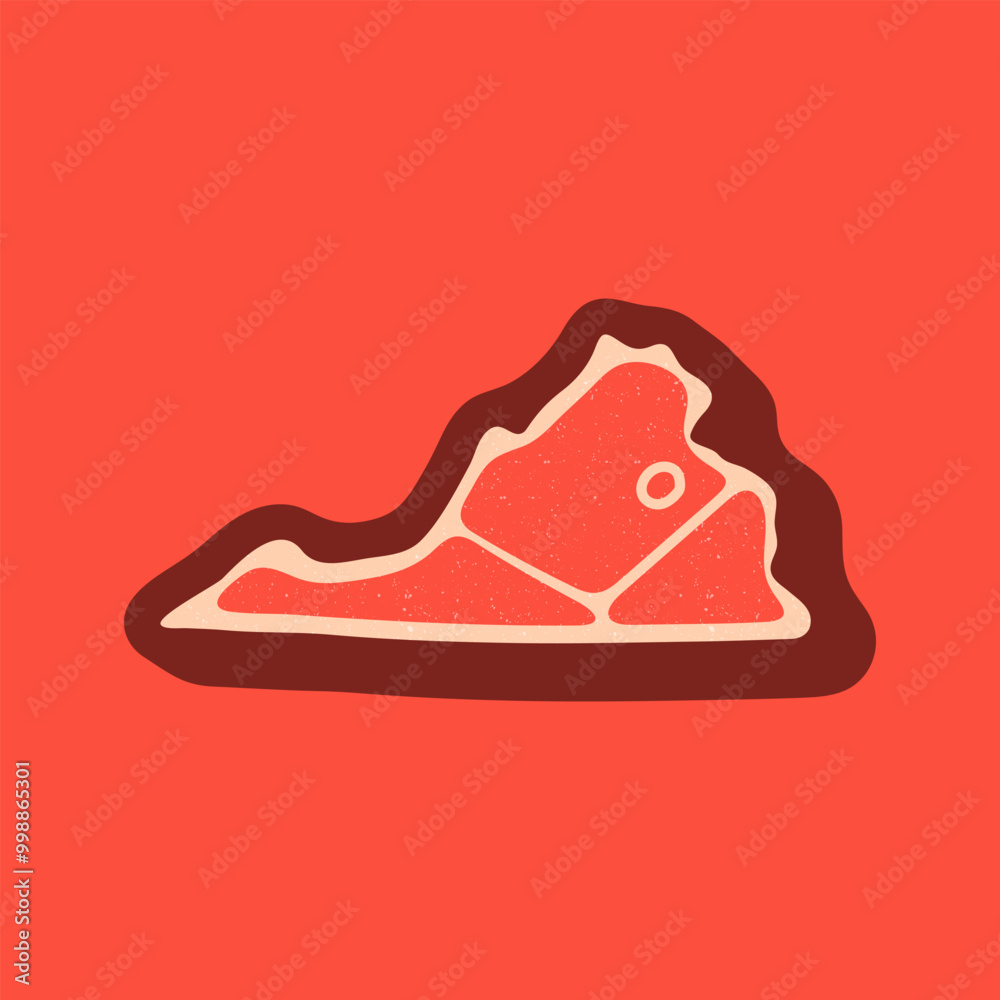 Virginia, USA map for steak meat logo. Vector retro black and red meat ...