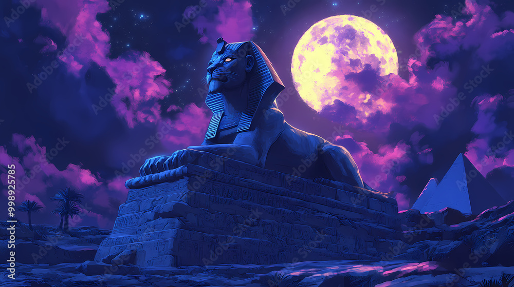 A fantasy version of ancient egypt where the sphinx comes to life under ...