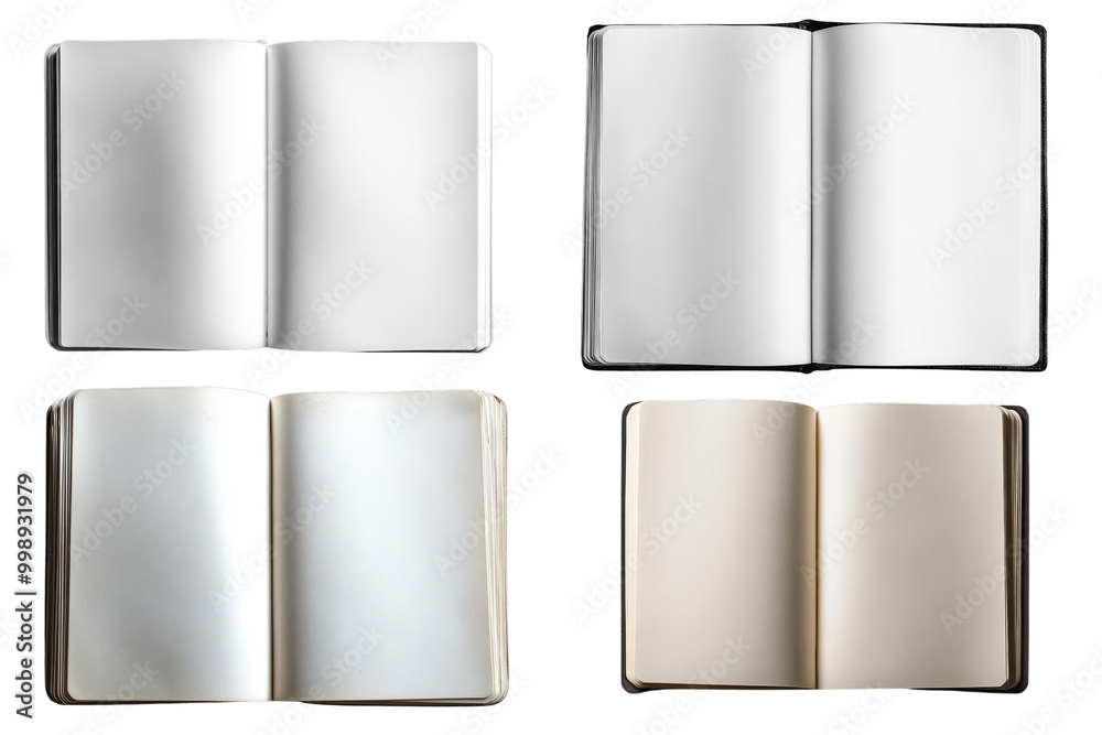 Transparent PNG featuring open blank books with various paper textures ...