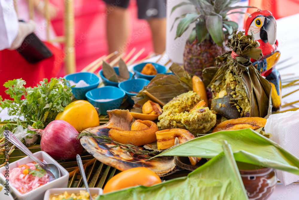 Chicken juane wrapped in bijao leaves. Peruvian jungle food, in all its ...
