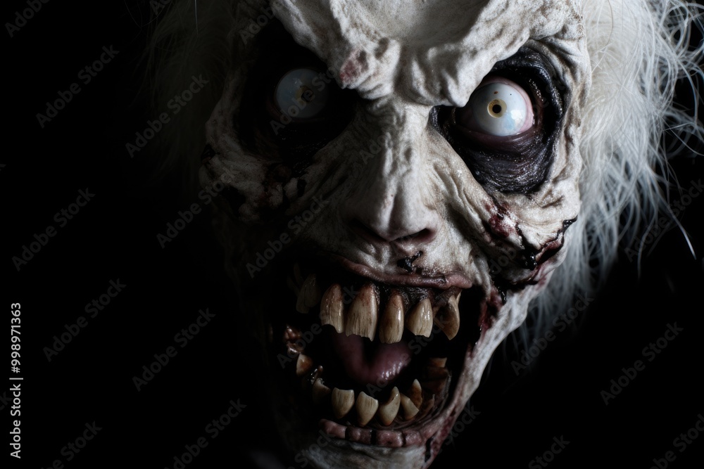 Creepy evil zombie zmonster with bloody face. Halloween celebration ...